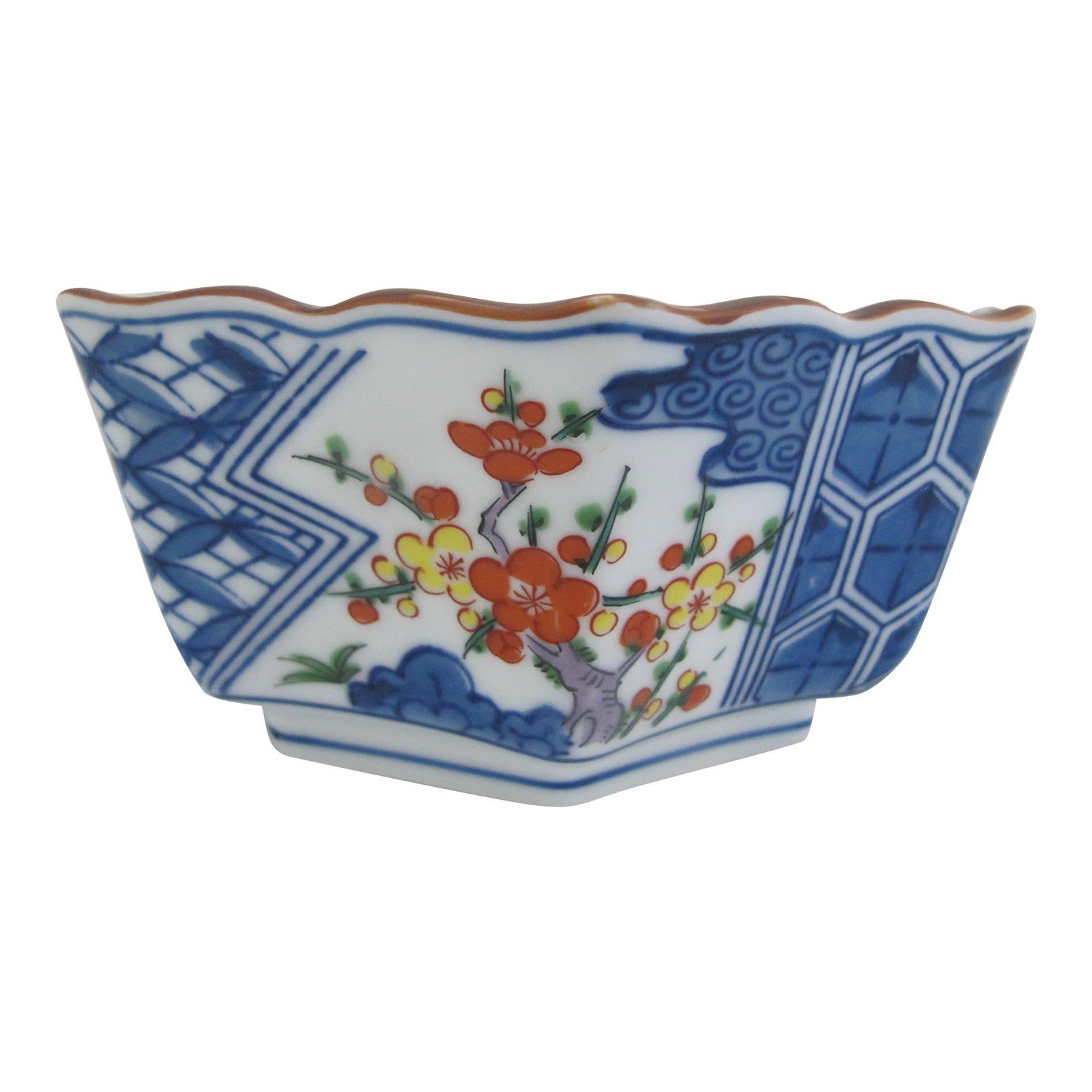 Tiffany Floral Imari Style Scalloped Rim Octagonal Porcelain Bowl ...