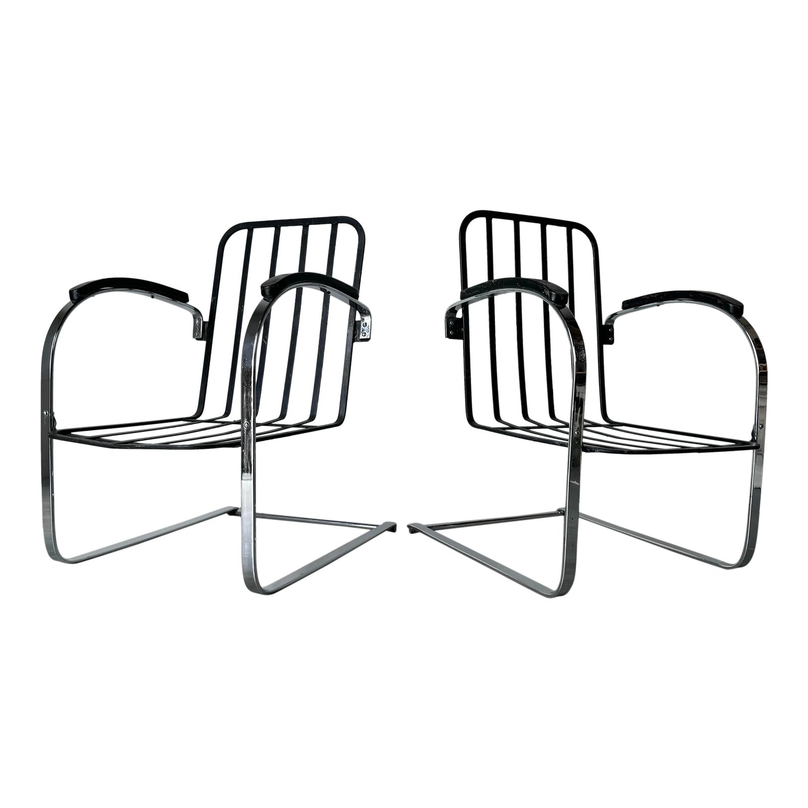 1930s Vintage Kem Weber Deco Chrome Springer Chairs - a Pair | Chairish