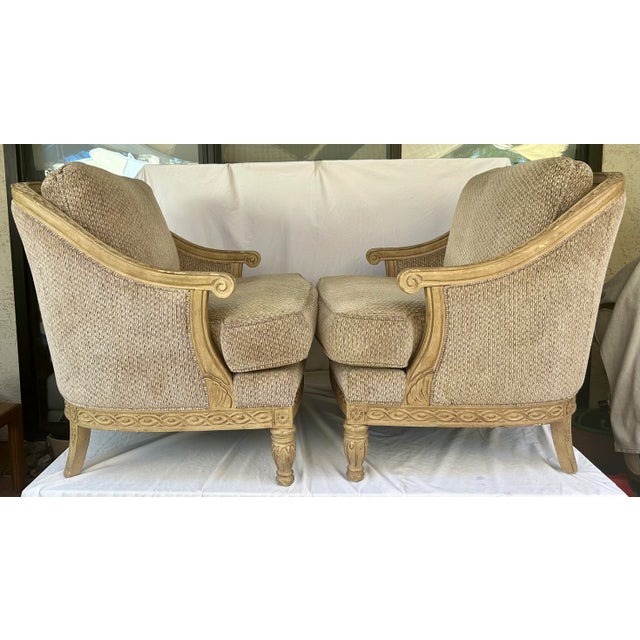 Late 20th Century Neoclassical Flair Gold Club Chairs by Bernhardt- a ...