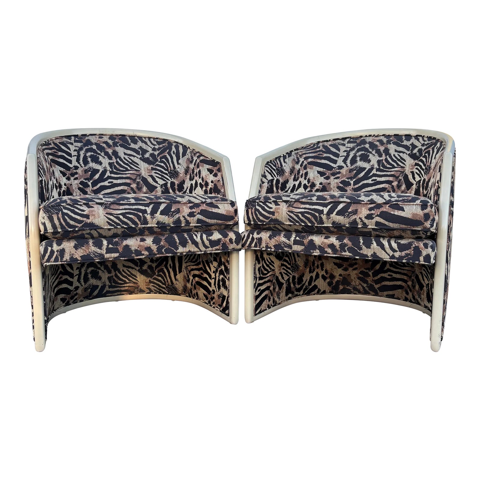 1980’s Leopard Print Club Chairs-Pair | Chairish