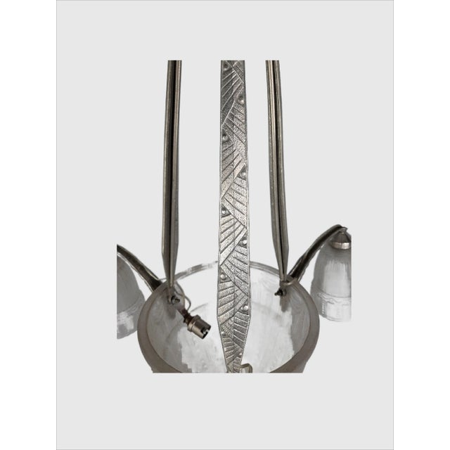 Muller Freres Art Deco Chandelier, Glass and Bronze Fixture Vintage ...