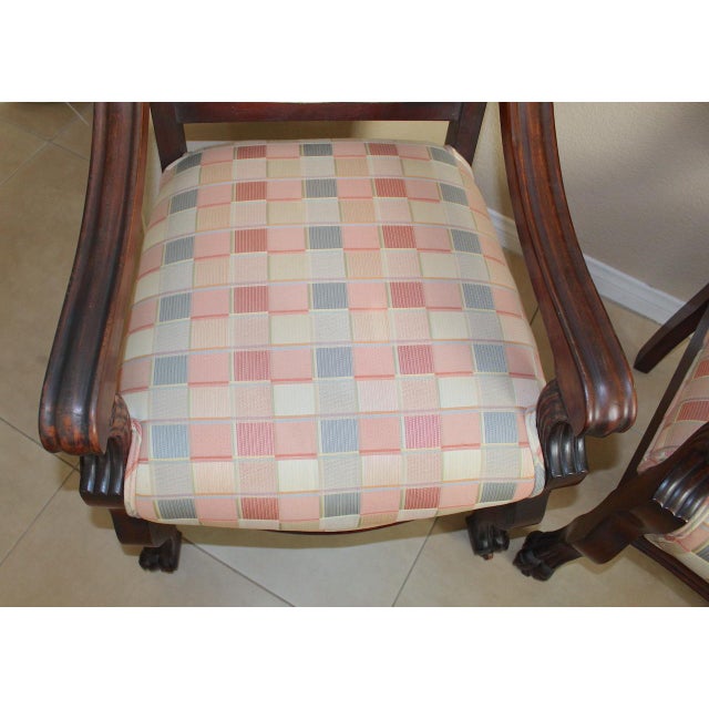 Antique 19th Century Upholstered Throne Chair With Claw Feet & Casters ...