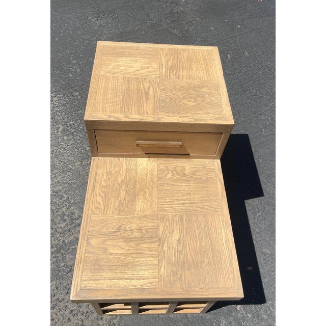 Vintage Parquet Side Step End Table | Chairish