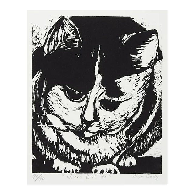 Contemporary Cat Etching | Chairish