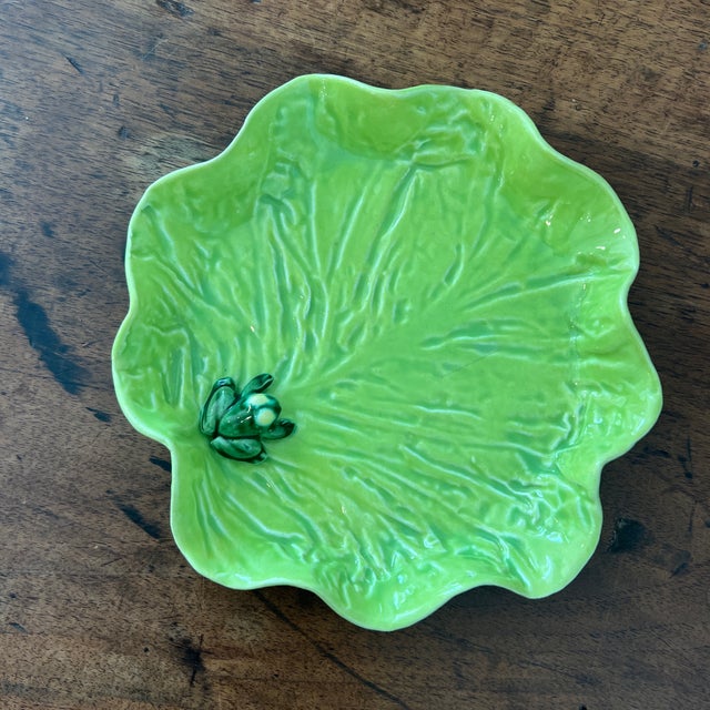 Vintage French Py Green Ceramic Lily Pad Decorative Plate | Chairish
