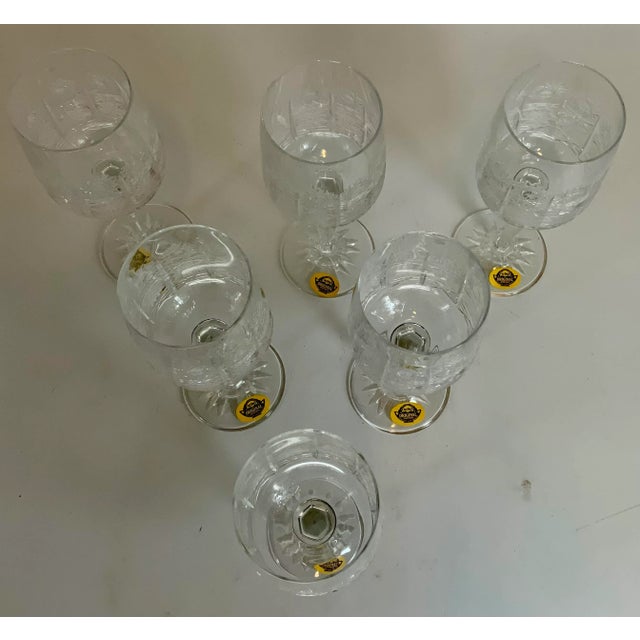 Set of 6 Vintage Bohemian Hand Cut Crystal Wine Glasses | Chairish