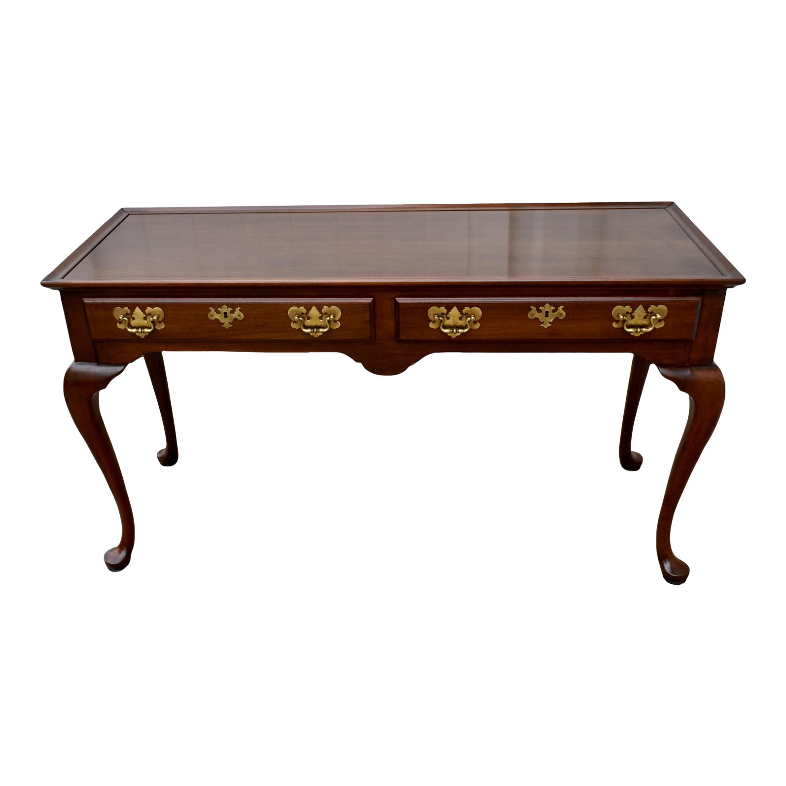 Vintage Harden Cherry Queen Anne Style Console Table W/2 Drawers & Pull ...