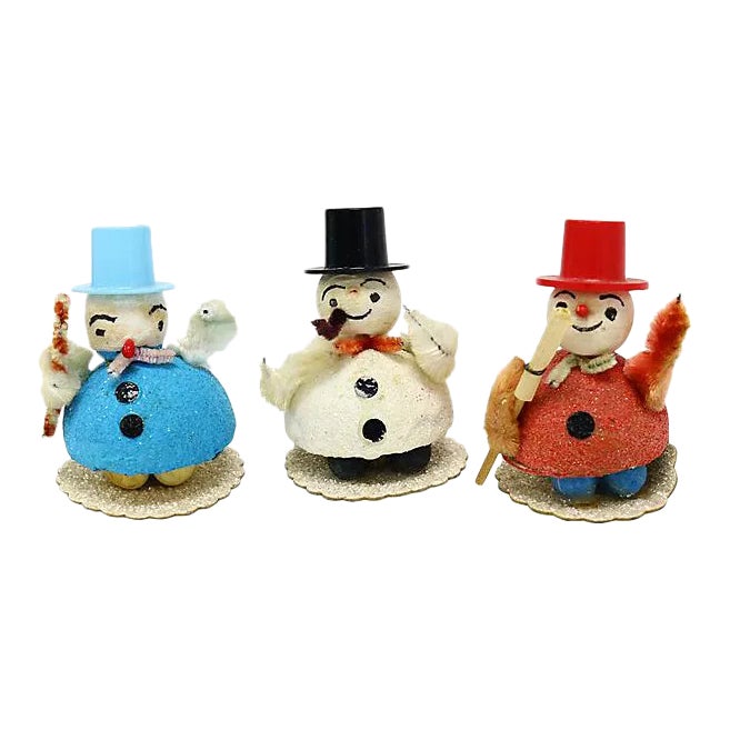 Midcentury Snowman Figures, Set of 3 | Chairish