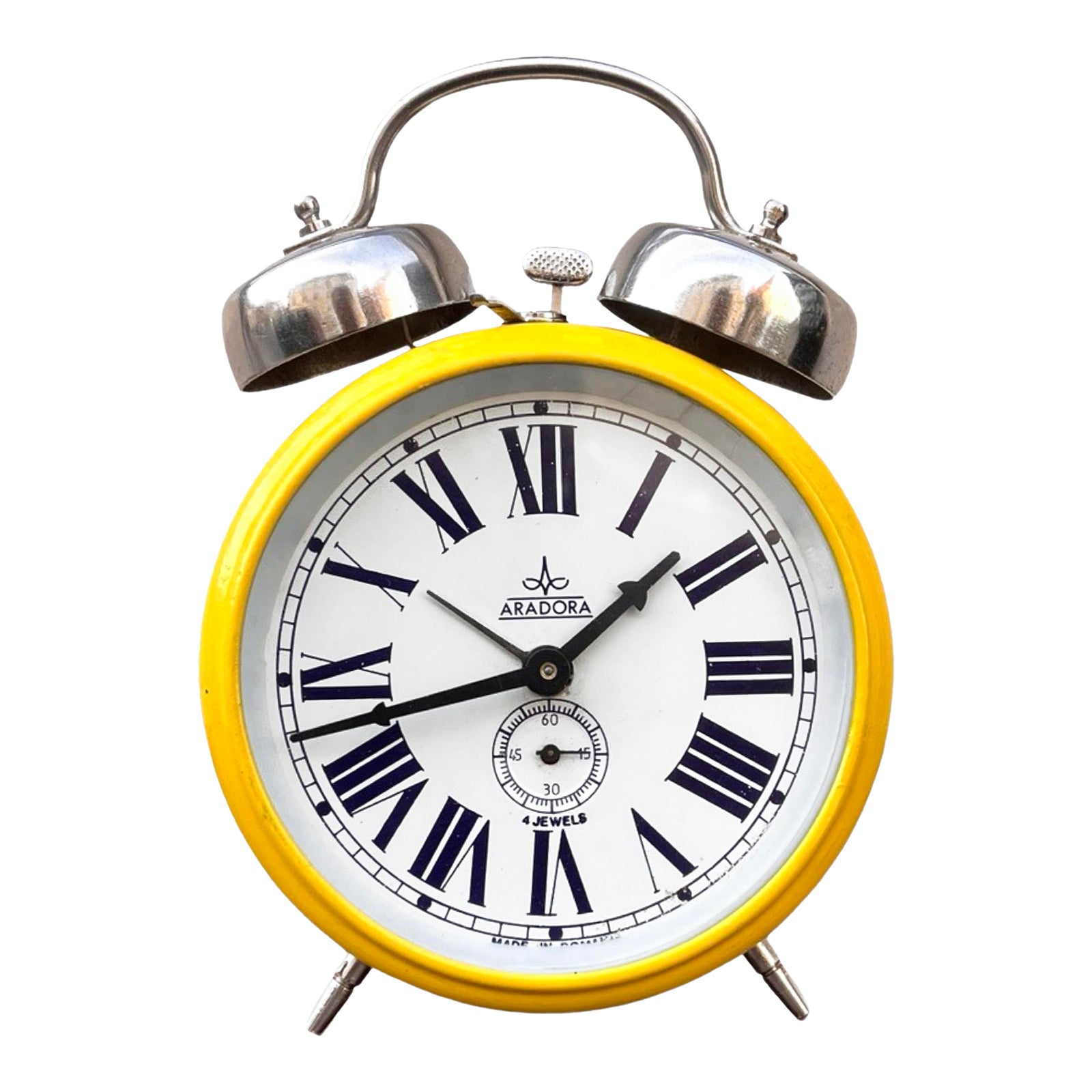 Yellow Mechanical Alarm Clock, Aradora, Ruminia, 1970s | Chairish
