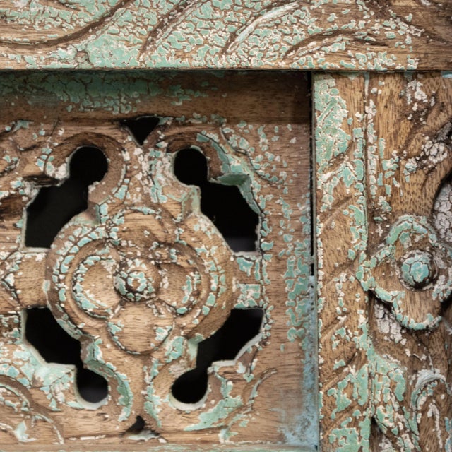 Painted & Distressed Mughal Style Arched Double Mirror | Chairish