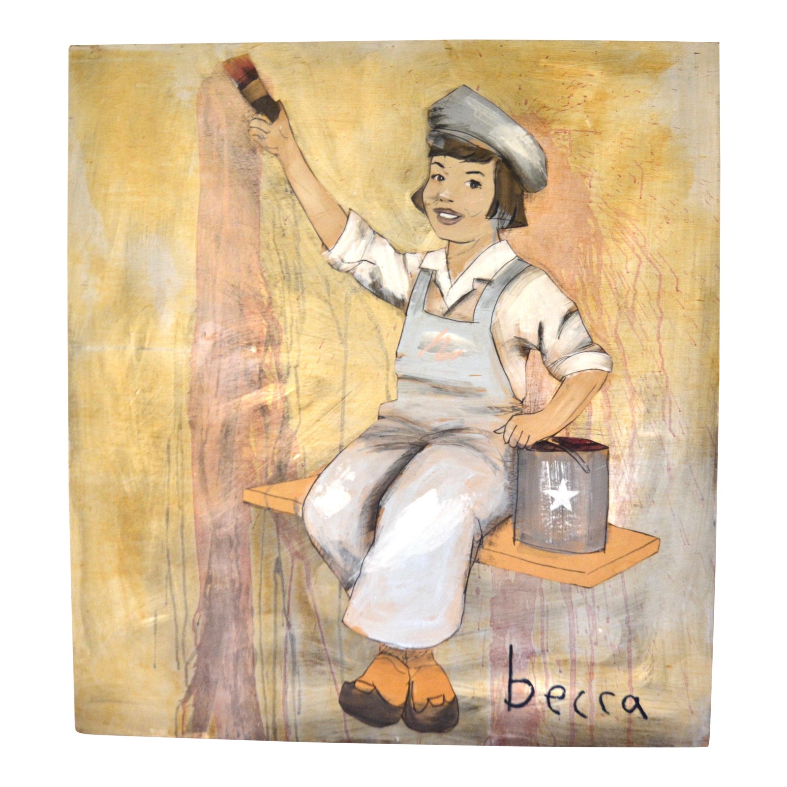 Dutch Girl, Becca Midwood Large Original Painting on Wood | Chairish