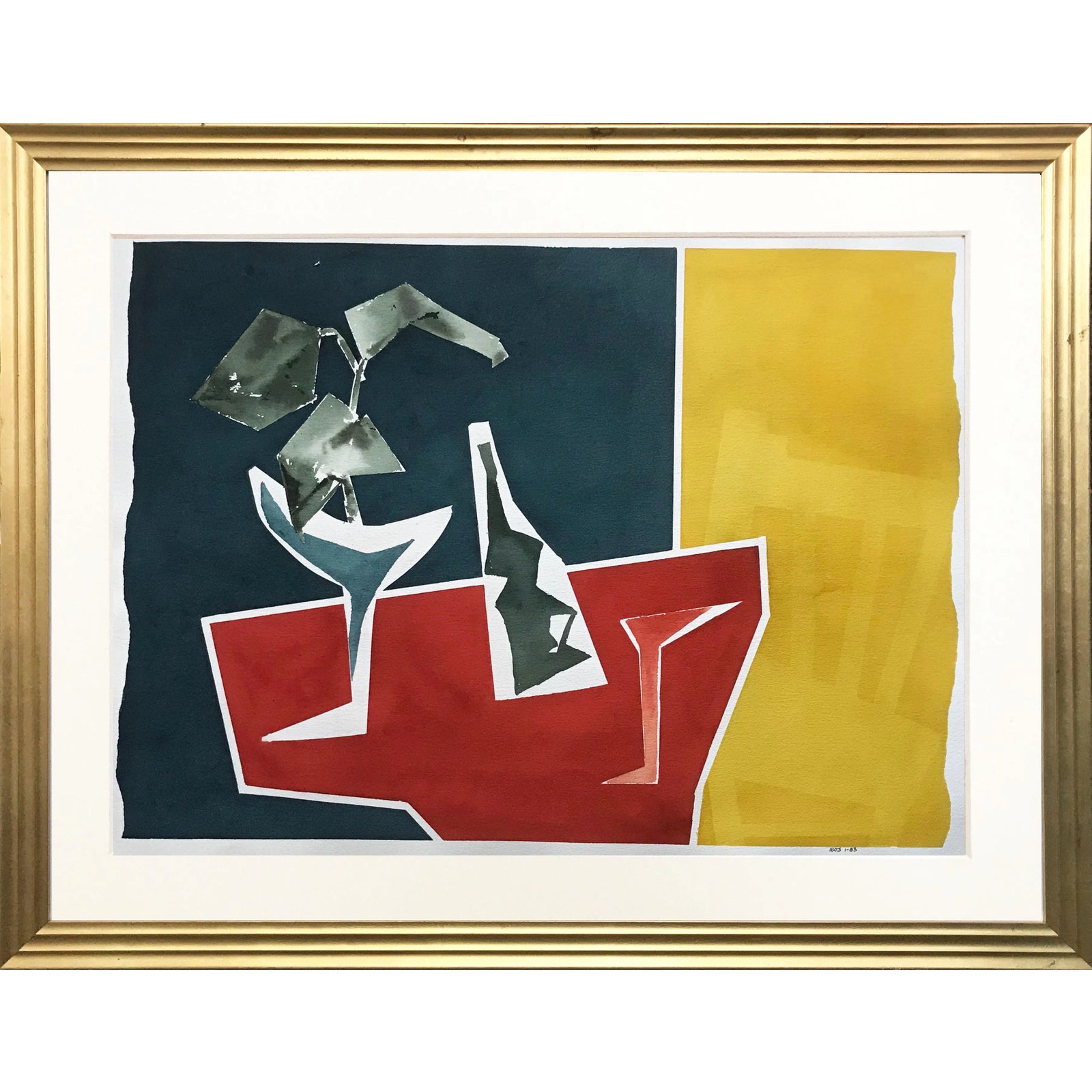 Abstract Still Life With Wine-Watercolor by Roger Stokes | Chairish