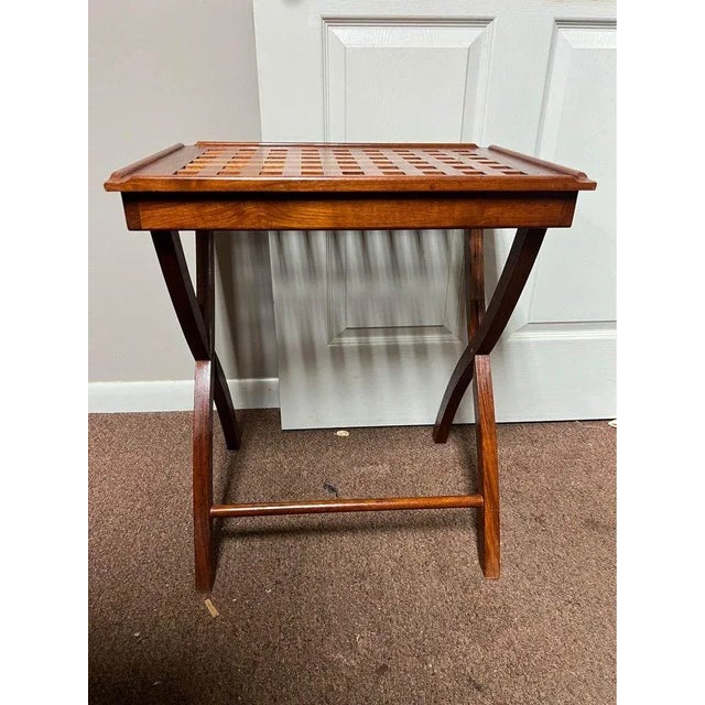 Mid 20th Century Solid Teak Folding Tea Tray Table | Chairish