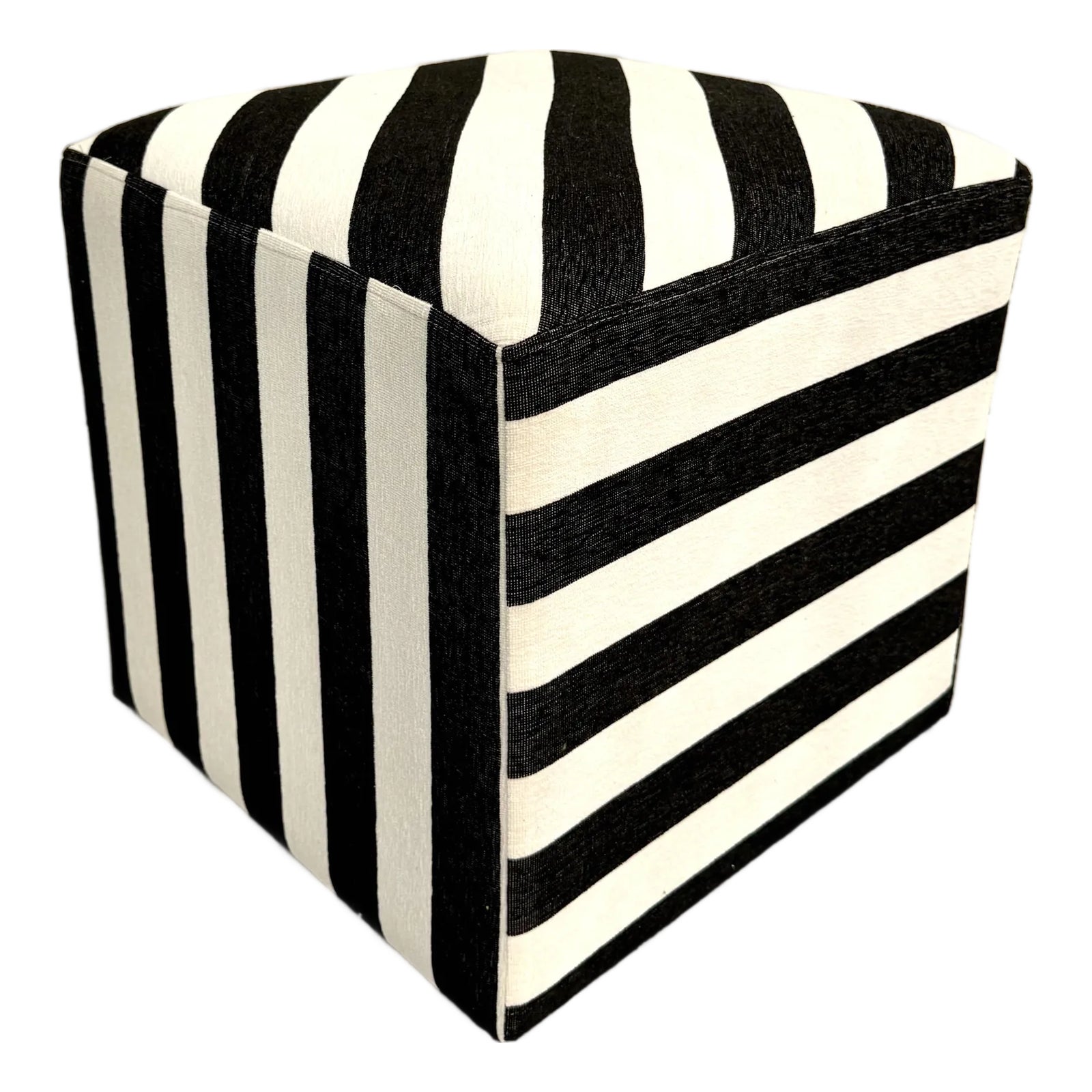 Modern Postmodern Black and White Striped Newly Upholstered Vintage ...