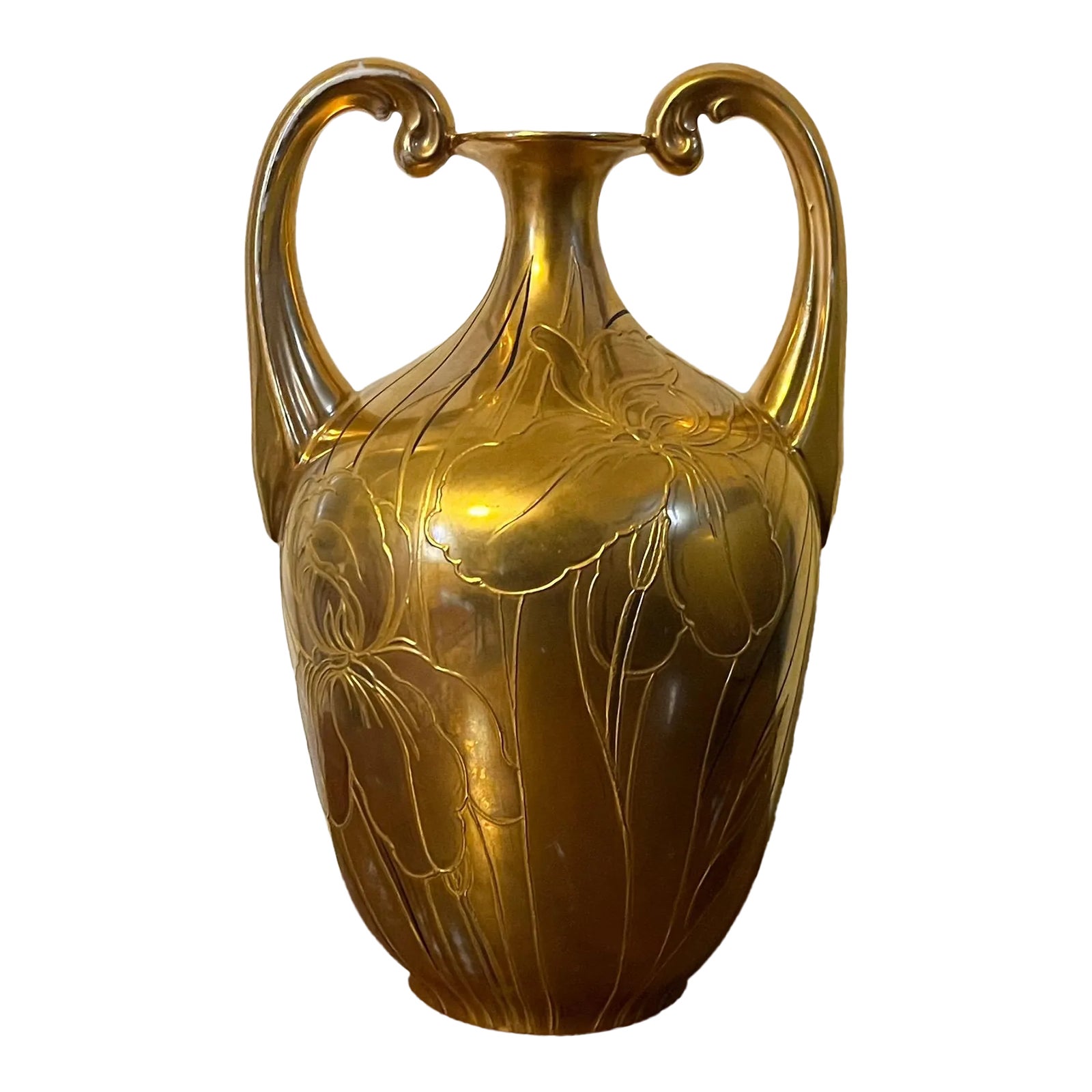 Antique Late 19th Century Arts & Crafts Gold Amphora Vase by Sidney T ...