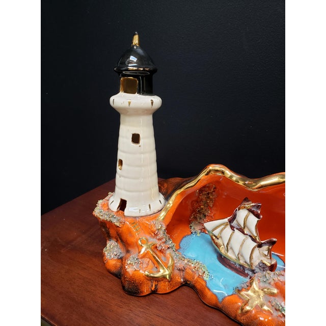 Vintage French Ceramic Lighthouse Desk Light Attributed to Vallauris ...