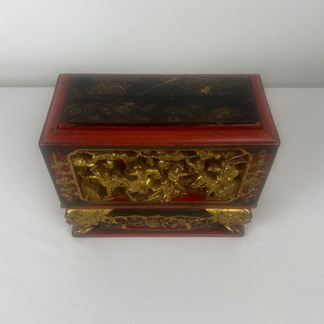 Late 19th Century Carved Chinese Offering Box | Chairish