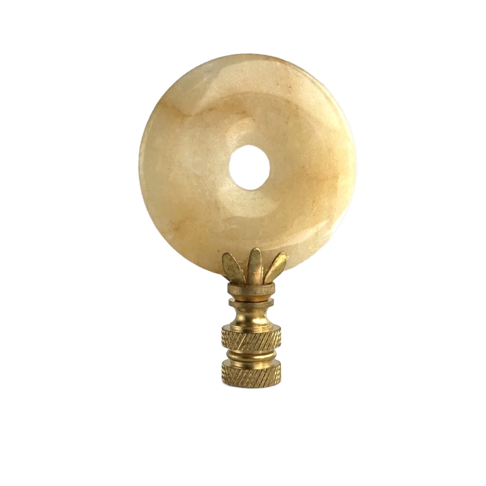 Yellow Jade Stone Lamp Finial on Brass Hardware | Chairish