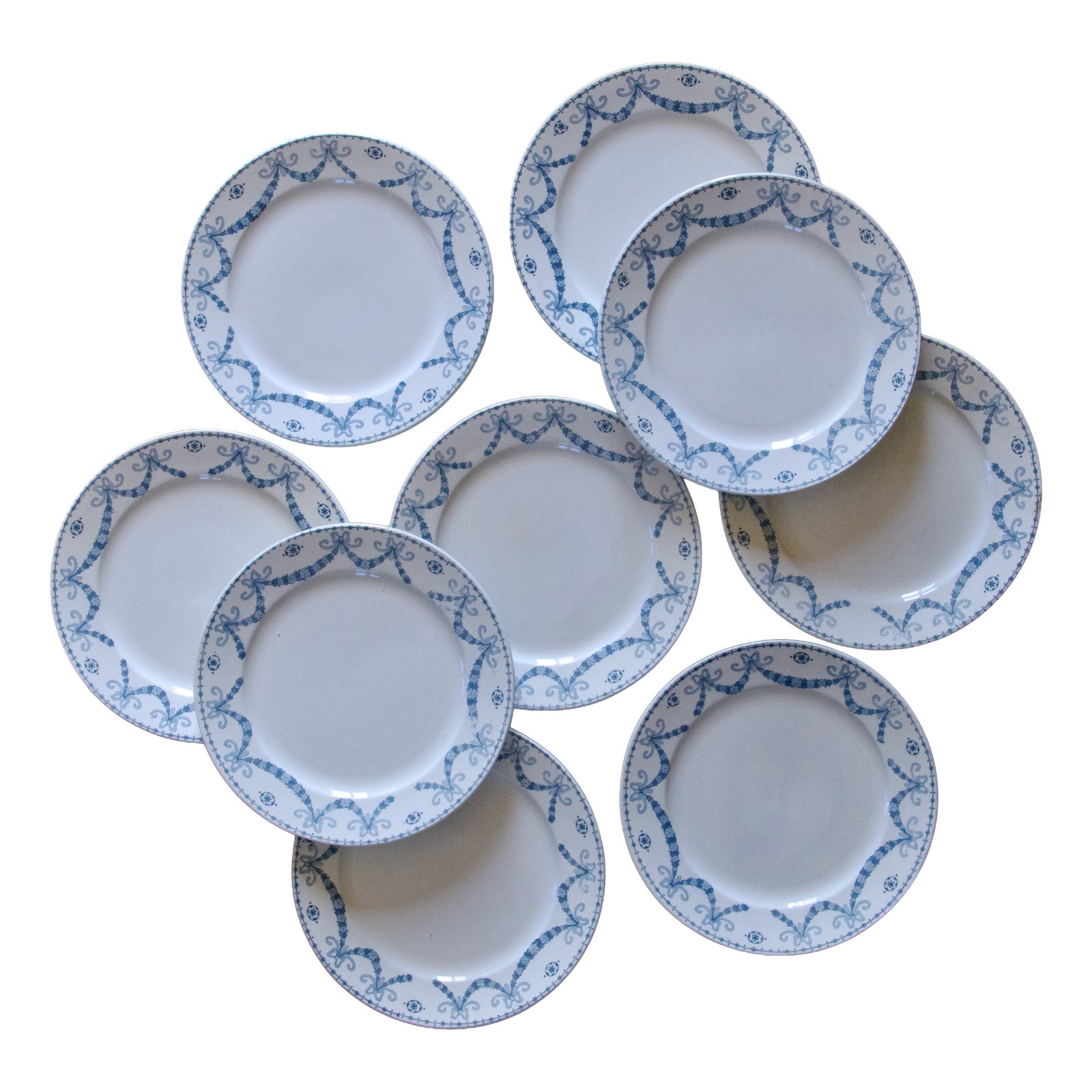 French Juliana Dessert Plates from Sarreguemines, 1888, Set of 9 | Chairish