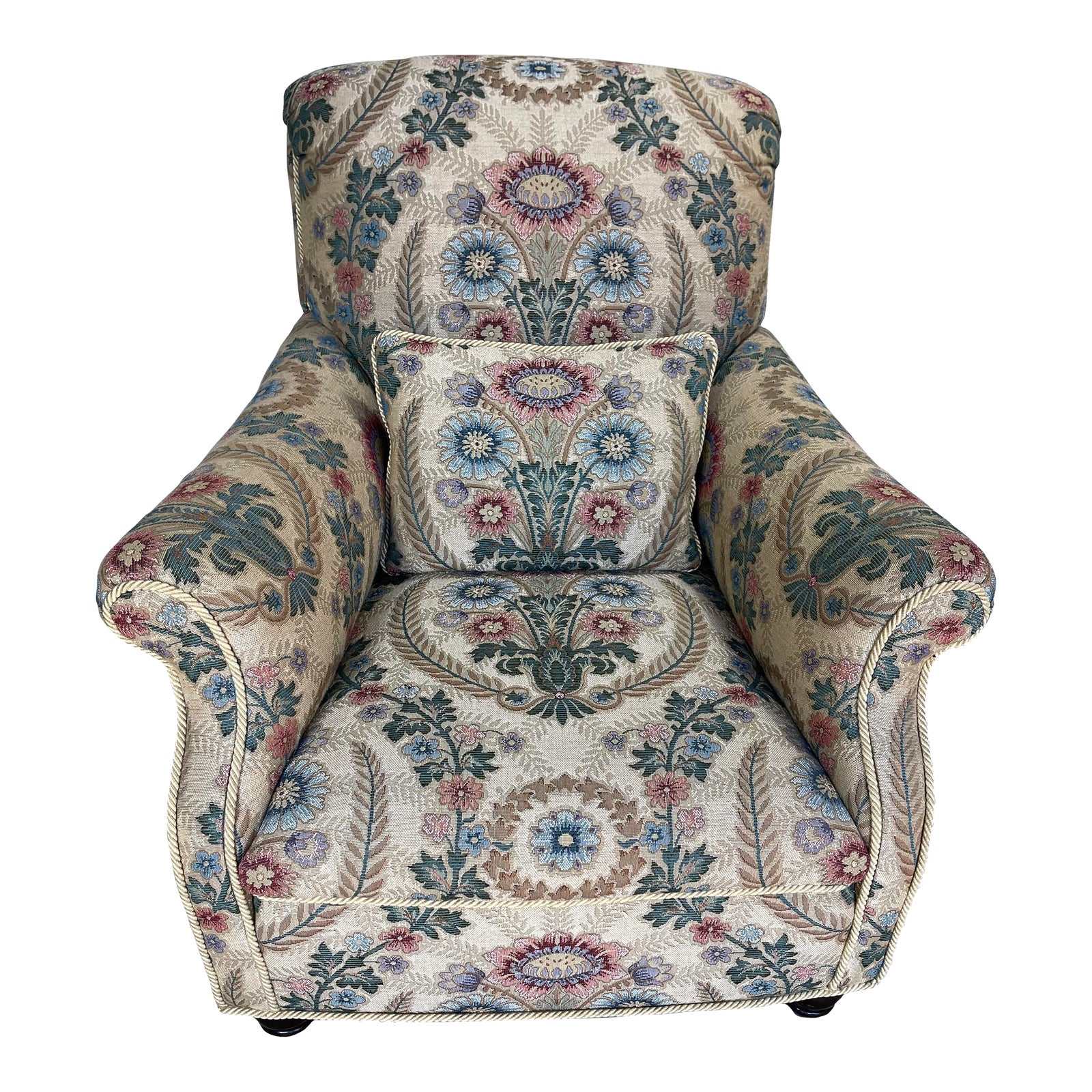 Lounge Chair With Tapestry Style Fabric | Chairish