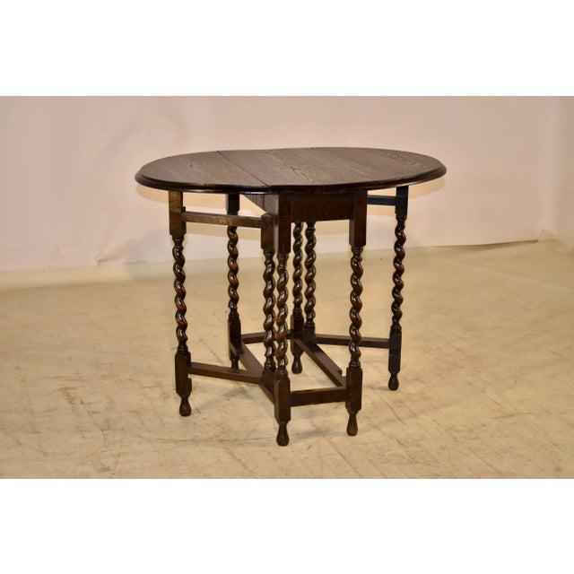 English Oak Gate Leg Side Table, C. 1900 | Chairish