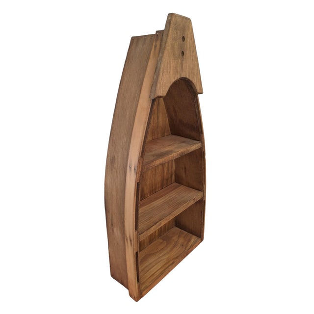 Vintage Nautical Wooden Boat Wall Display Shelving Unit | Chairish