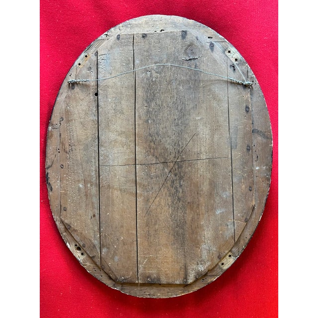 Antique Early 19th Century Irish Georgian Oval Ebonized And Gilt Wood