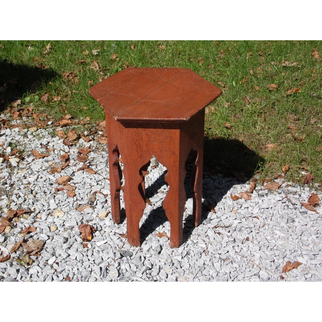 Vintage Arts & Crafts Moorish Style Wood Taboret Table Hexagon Plant ...