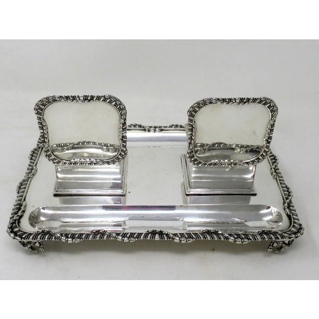 Antique Art Deco English Sterling Silver Ink Desk Inkstand Desk Set ...