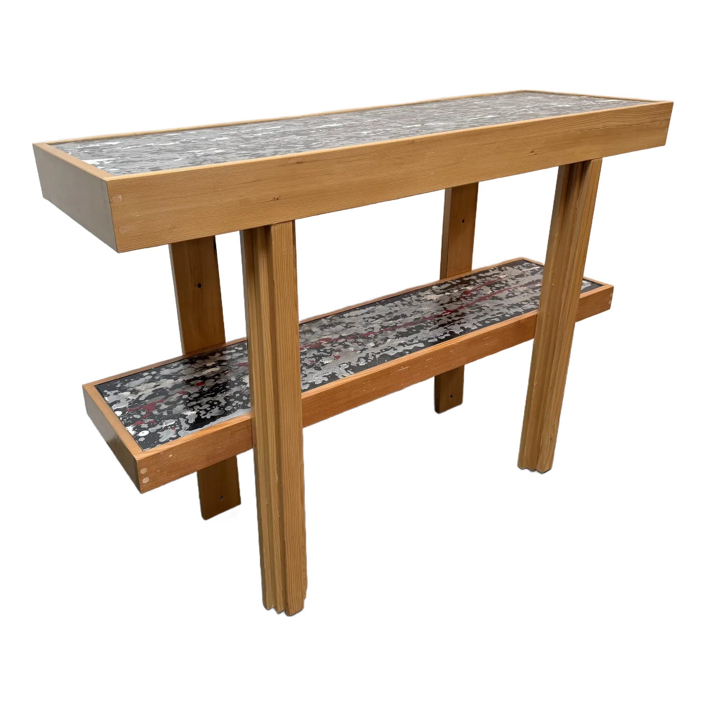 Peter Keresztury Hand Painted Abstract Console Table | Chairish