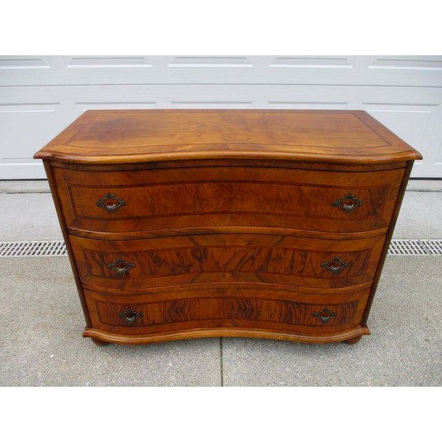Baroque Inlaid Serpentine Three Drawer Chest of Drawers | Chairish