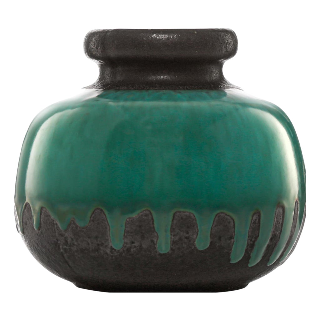 Mid-Century Green Drip Glazed Ceramic Vase from Scheurich, West Germany ...