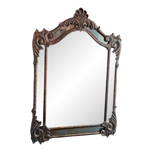 2000s Uttermost Faux Gilded Beveled Mirror | Chairish