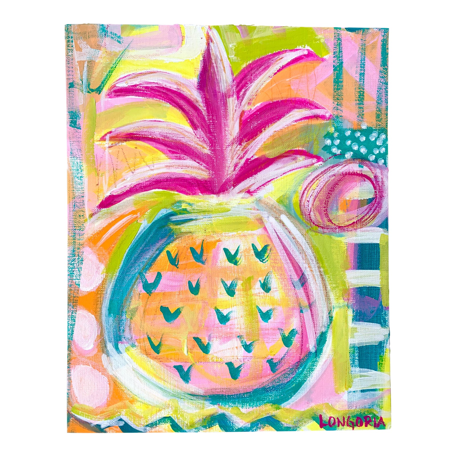“Pineapple #7” Abstract Painting by Christina Longoria | Chairish