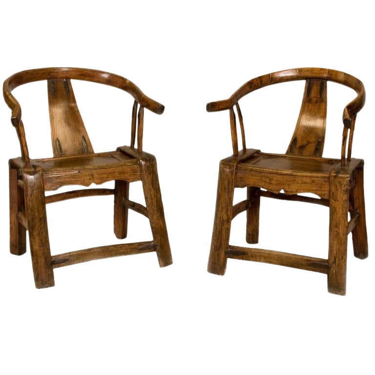 19th Century Chinese Yoke Back Chairs - A Pair | Chairish