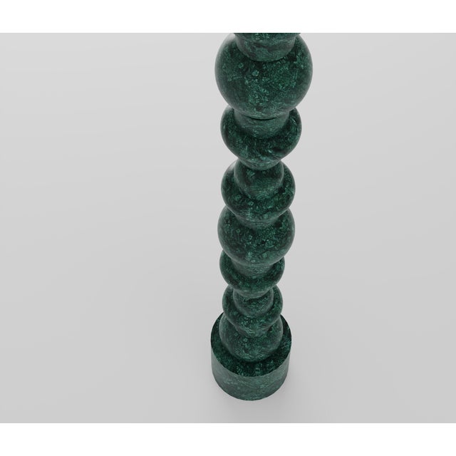 Forest Green Marble Totem Pillar by Ziba Homes | Chairish