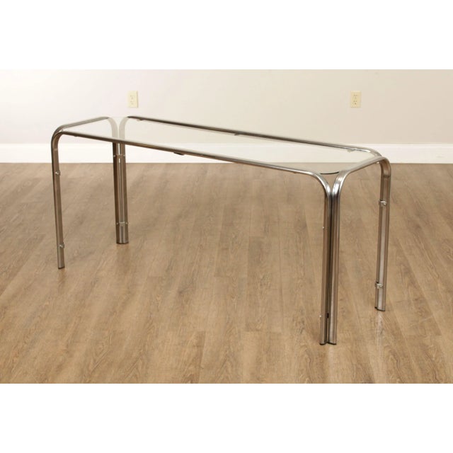 Mid Century Modern Tubular Chrome Glass Console or Sofa Table | Chairish