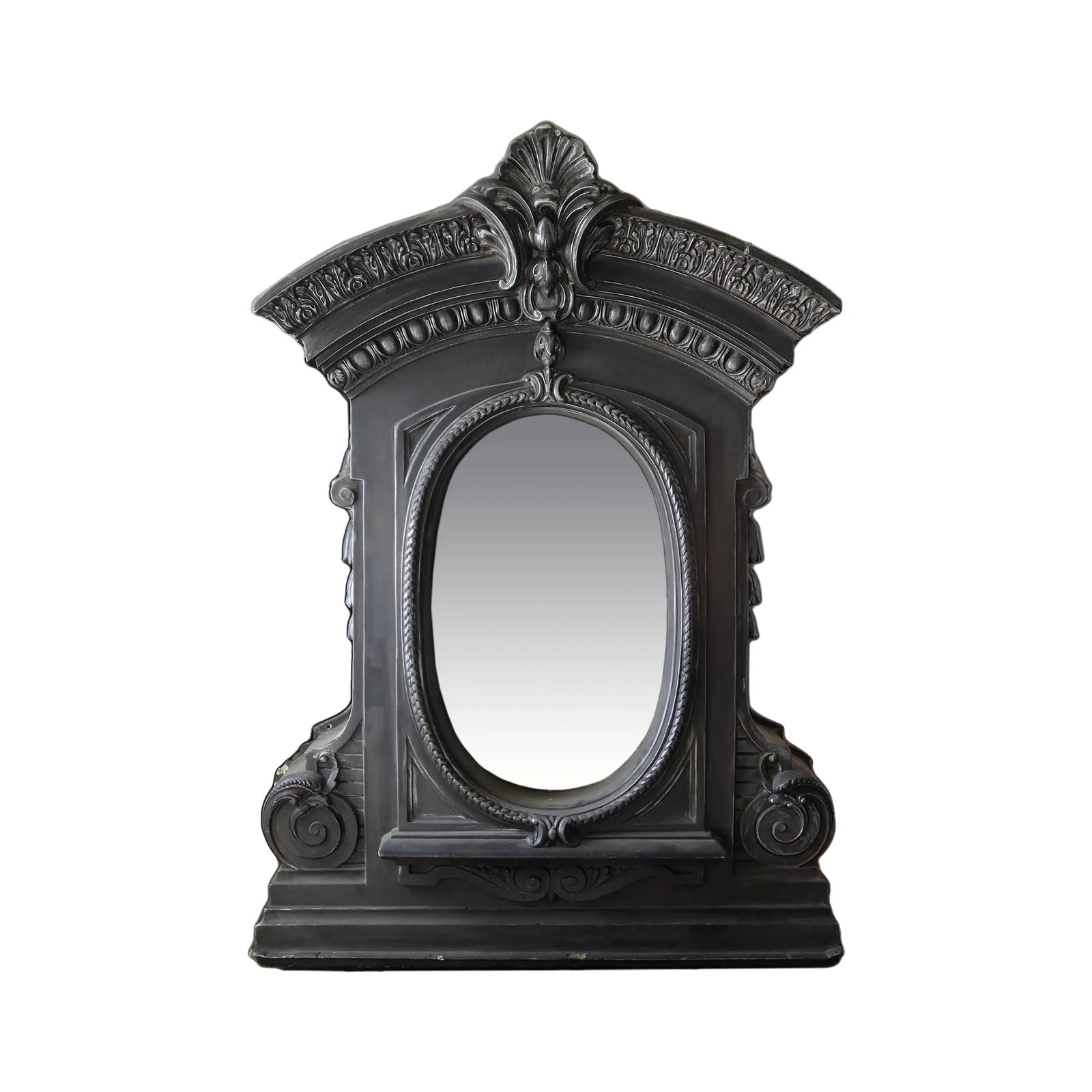 Vintage French Style Window Frame Mirror With Oval Glass Reserve and ...