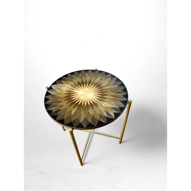 Straw Marquetry Side Table | Chairish