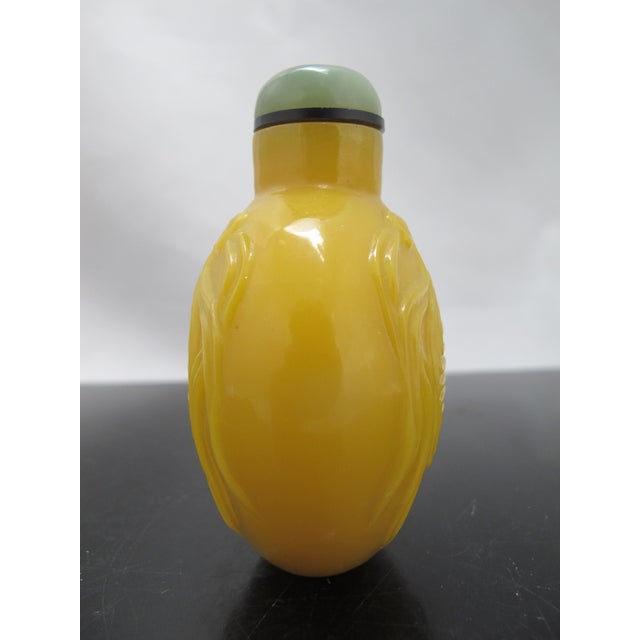 Chinese Imperial Yellow Peking Glass Snuff Bottle With Carved Longevity ...