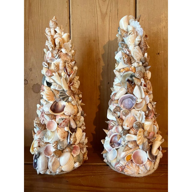 Vintage Sea Shell Tabletop Christmas Trees- a Pair | Chairish