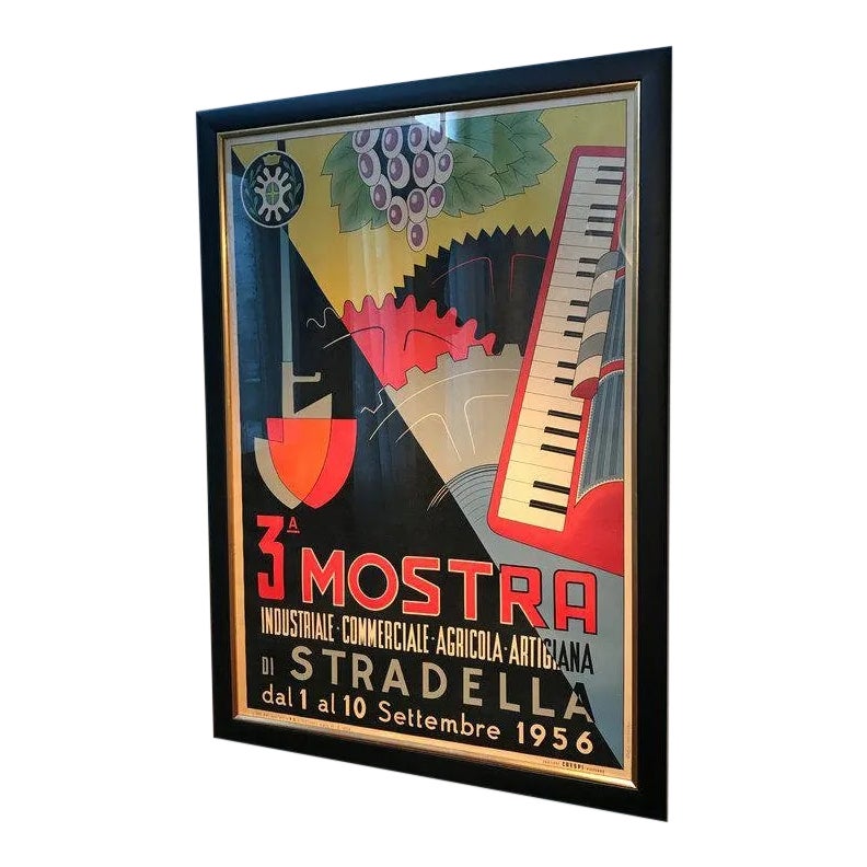 1956 Vintage Italian Industrial Exhibition Poster, Stradella Lombardy ...