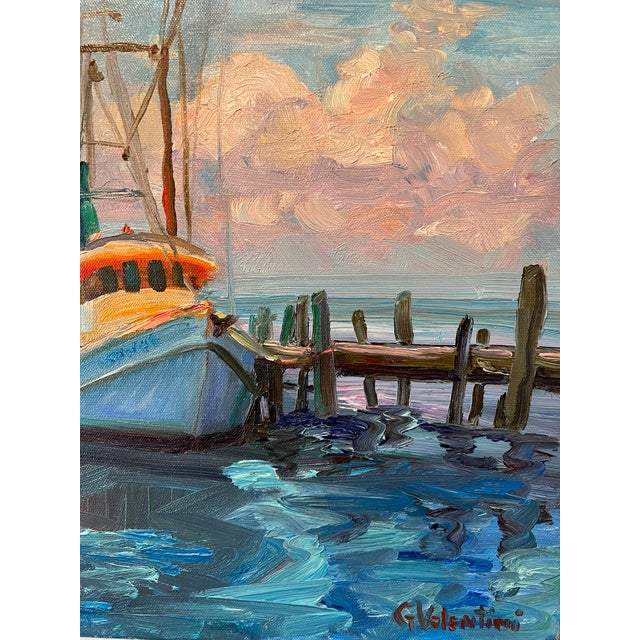 "Shrimp Trawler" Contemporary Maritime Seascape Oil Painting on Canvas ...