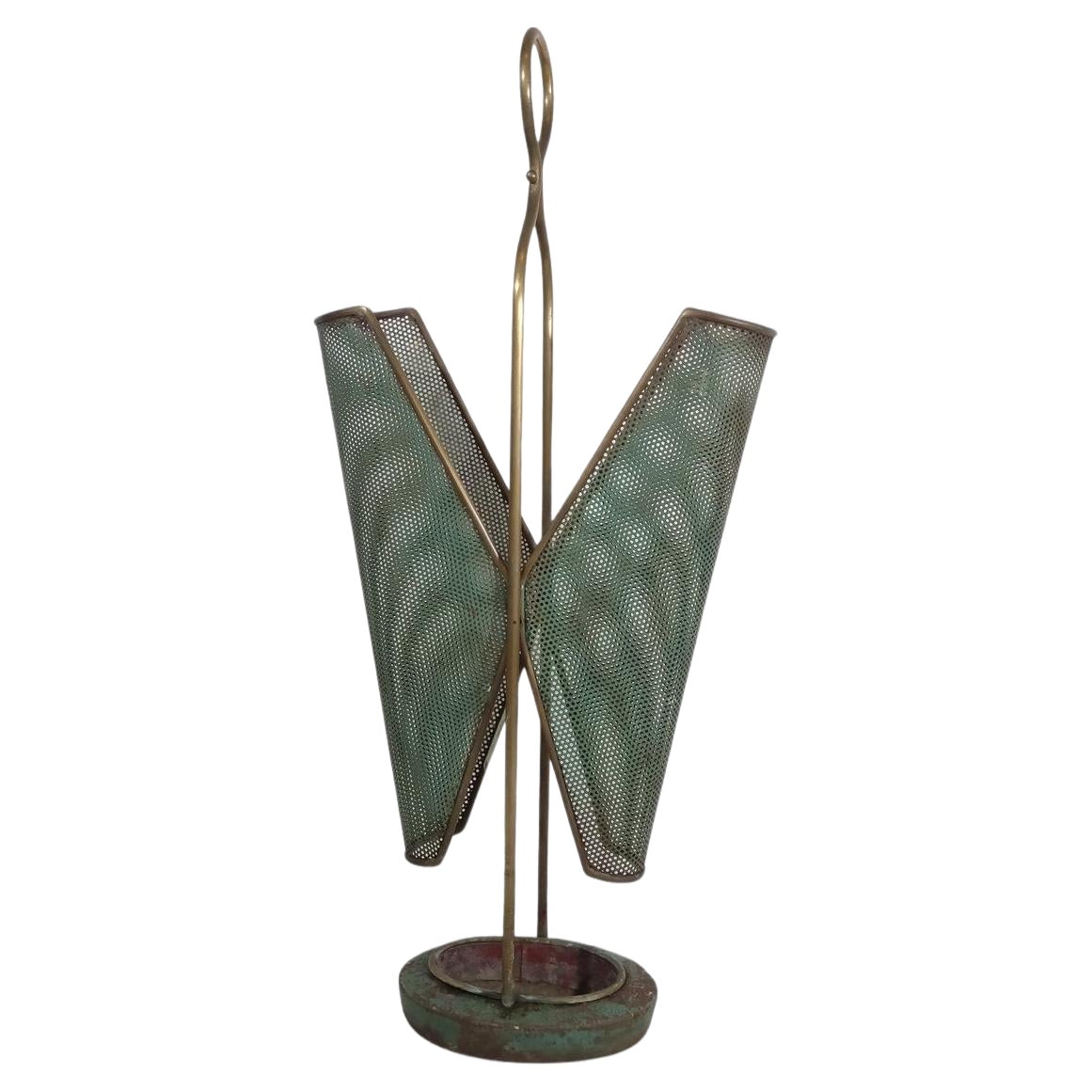 Mid-Century Italian Brass Umbrella Rack Stand in the Style of Matégo ...
