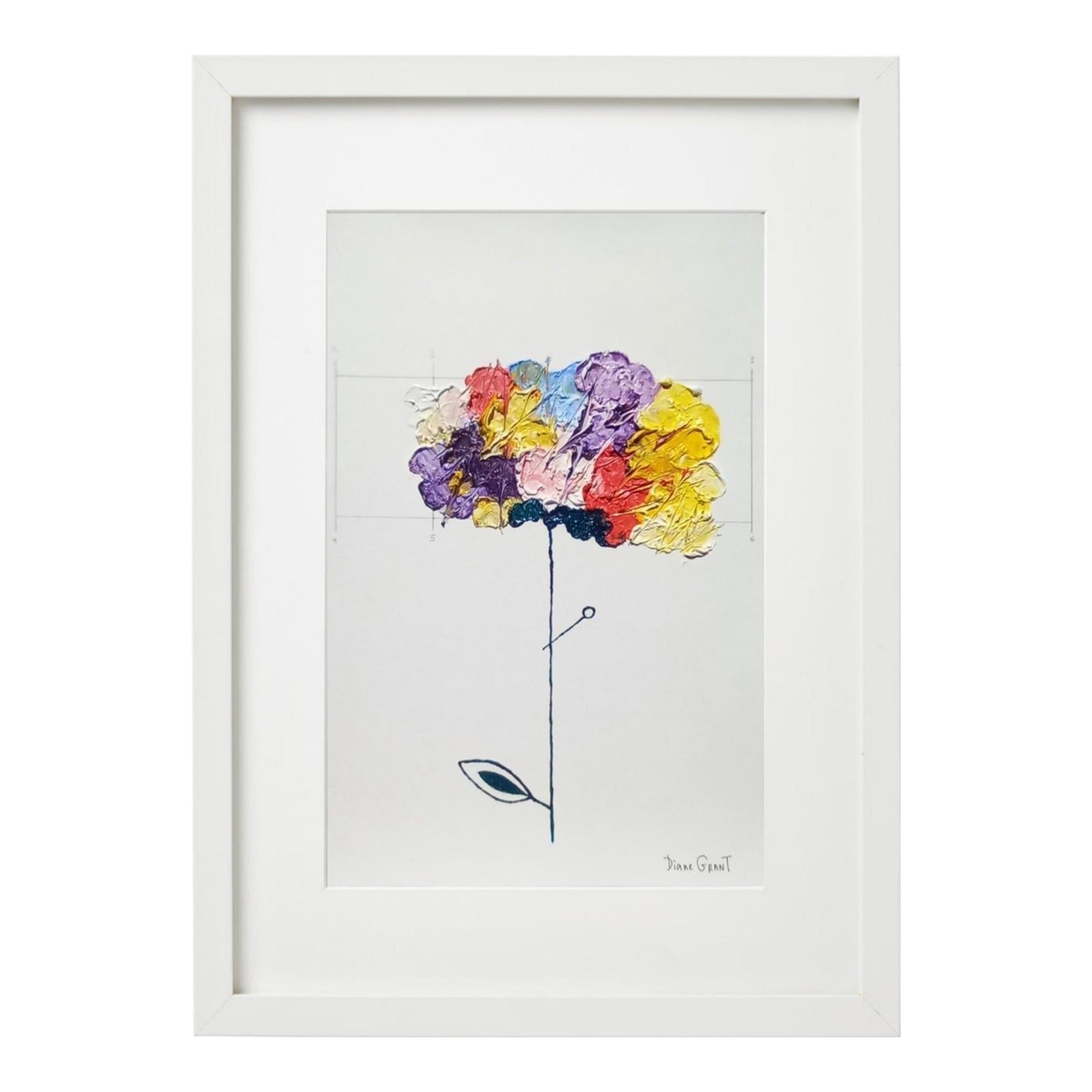 18.1" X 22.8" Shadow Box Framed Organic Modern Original Flower Painting ...
