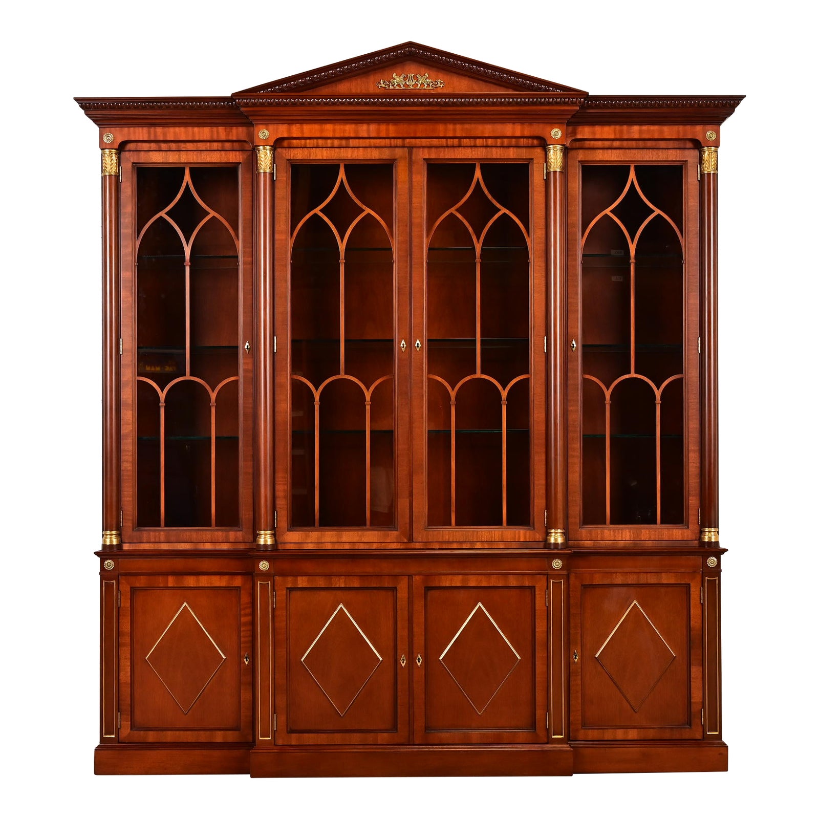 Kindel Furniture Neoclassical Carved Mahogany Breakfront Bookcase ...