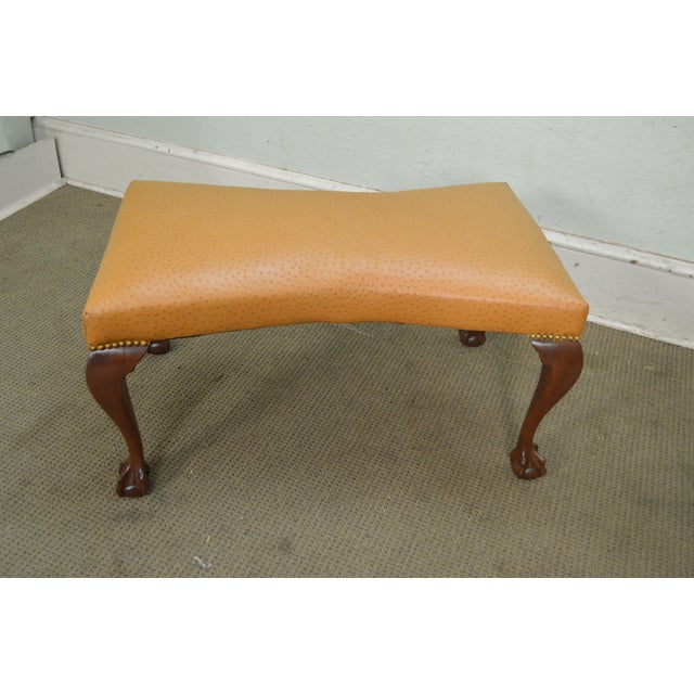 Custom Walnut Chippendale Style Ball & Claw Foot Bench | Chairish