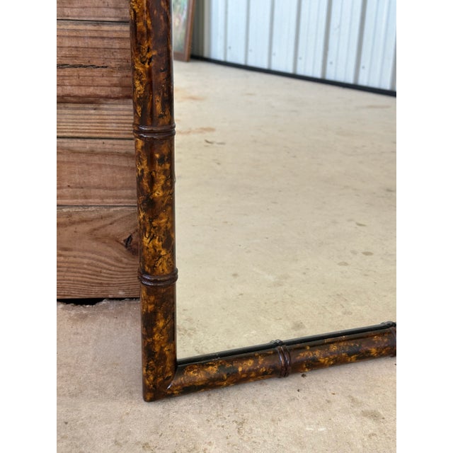 Vintage British Colonial Style Faux Bamboo Tortoise Finish Wall Mirror ...