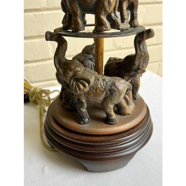 Vintage Elephant Column Table Lamp by Tyndale | Chairish