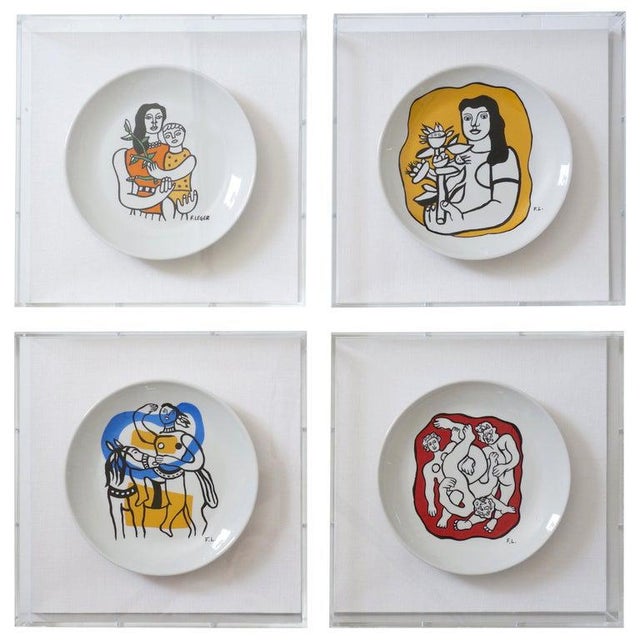 Vintage Framed Fernand Leger Porcelain Plates - a Set of 4 Different in ...